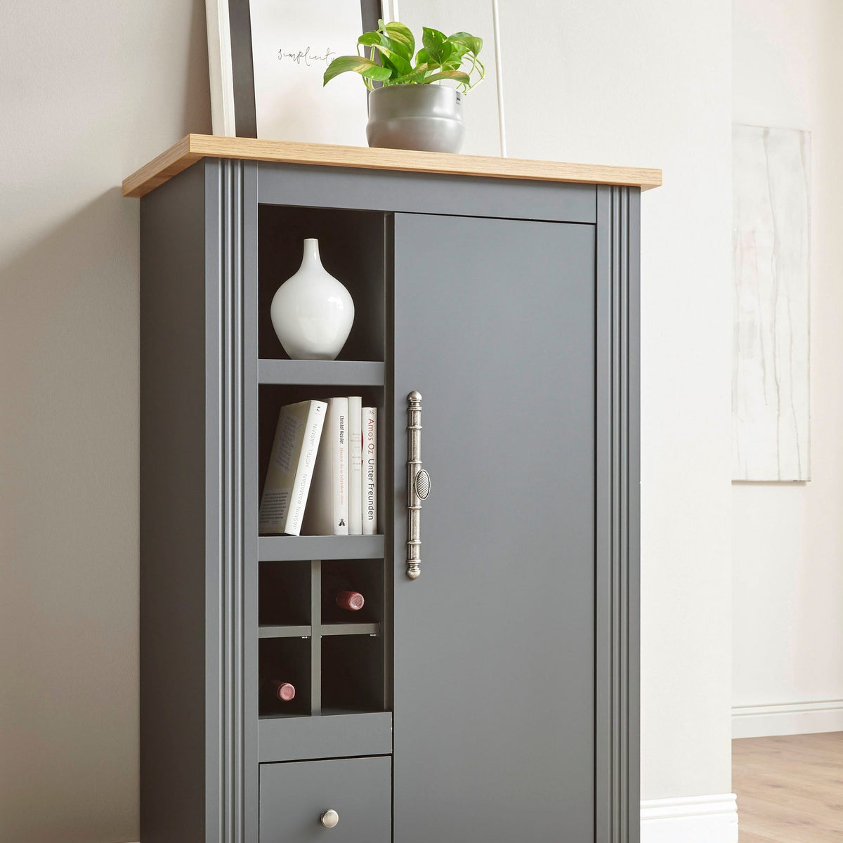 Comoda inalta Westmister , Gri , 80 cm latime – Arboteca